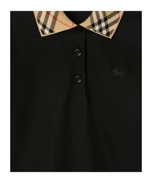 Burberry Check Collar Polo T-shirt - Black