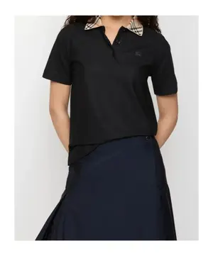 Burberry Check Collar Polo T-shirt - Black