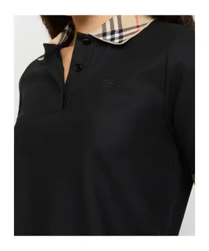 Burberry Check Collar Polo T-shirt - Black