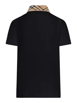 Burberry Check Collar Polo T-shirt - Black