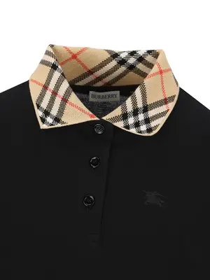 Burberry Check Collar Polo T-shirt - Black