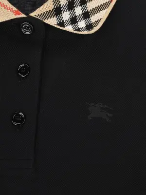 Burberry Check Collar Polo T-shirt - Black