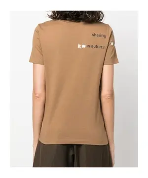 Max Mara Slogan Printed Crewneck T-shirt - Nude