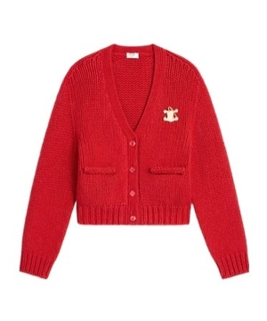 Celine Cardigan In Cashmere And Silk - Bright Red