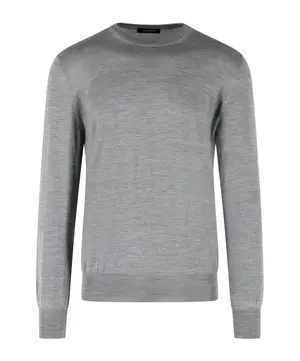 GRAN SASSO Fine Knit Virgin Wool And Cashmere Blend Crew Neck Sweater - Grey