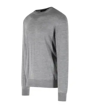 GRAN SASSO Fine Knit Virgin Wool And Cashmere Blend Crew Neck Sweater - Grey