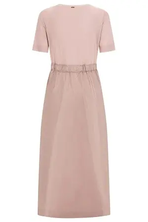 Herno Pleated Drawstring Maxi Dress - Light Pink