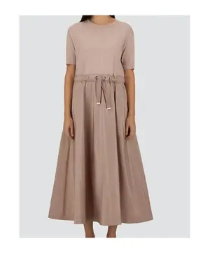Herno Pleated Drawstring Maxi Dress - Light Pink