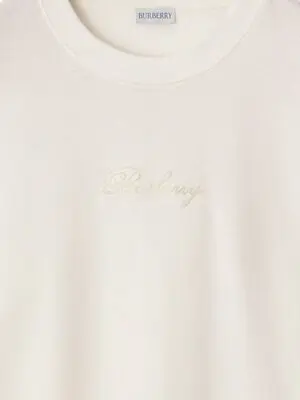 Burberry Logo Embroidered Crewneck T-shirt - Chalk White
