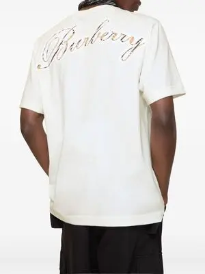 Burberry Logo Embroidered Crewneck T-shirt - Chalk White