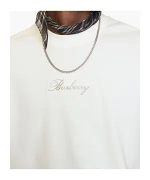 Burberry Logo Embroidered Crewneck T-shirt - Chalk White