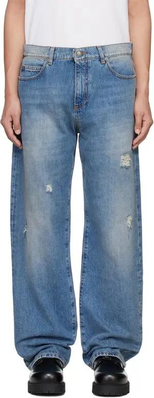 Balmain Distressed Loose-fit Jeans