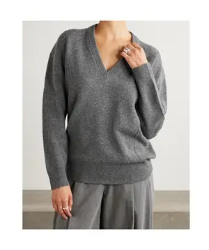 JIL SANDER V-neck Cashmere Blend Sweater - Grey