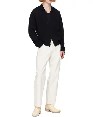 Our Legacy Long Sleeve Buttoned Knit Cardigan With Lapel Neck - Black