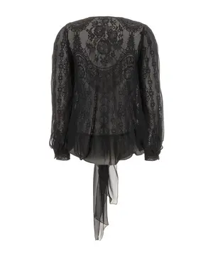 Alberta Ferretti Lace Detailed Draped Blouse