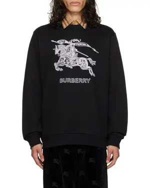Burberry Embroidered Logo Crewneck Sweatshirt - Black
