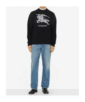 Burberry Embroidered Logo Crewneck Sweatshirt - Black