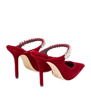 JIMMY CHOO Bing Crystal Embellishment Mules - Red