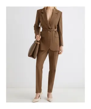 Marella Tailored Stretch Chino Trousers With Plaid Pattern