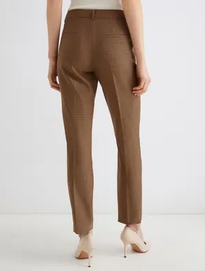Marella Tailored Stretch Chino Trousers With Plaid Pattern