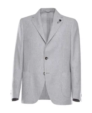 LARDINI Brooch-detail Single-breasted Blazer - Gray