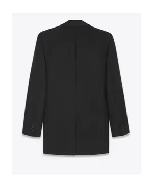 Saint Laurent Double-breasted Oversized Jacket In Striped Wool
