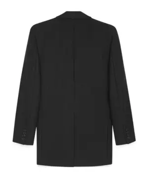Saint Laurent Double-breasted Oversized Jacket In Striped Wool