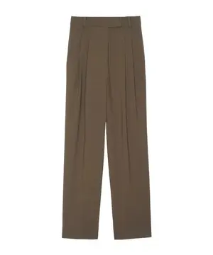 THE FRANKIE SHOP Bea Pleated Tailored Pants - Chocolate