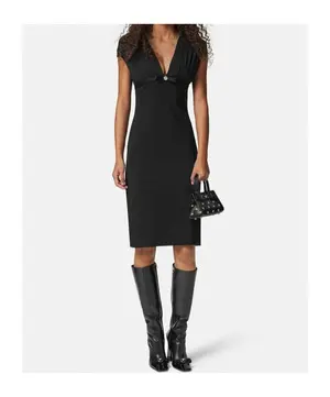 Versace Medusa V-neck Midi Dress