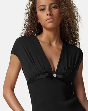 Versace Medusa V-neck Midi Dress