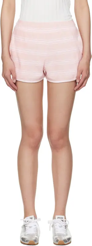 SPORTY  RICH Sporty & Rich Terry Cloth Striped Shorts