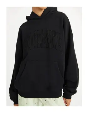 ROTATE BY BIRGER CHRISTENSEN Embroidered Logo Oversized Hoodie - Black