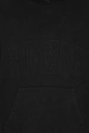 ROTATE BY BIRGER CHRISTENSEN Washed Heavy Sweat Hoodie With Logo Embroidery - Black