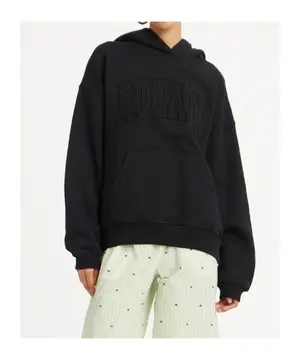 ROTATE BY BIRGER CHRISTENSEN Washed Heavy Sweat Hoodie With Logo Embroidery - Black