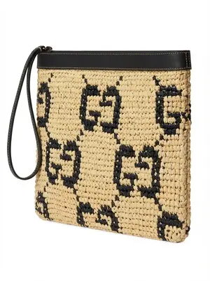 Gucci Gg Patterned Woven Clutch Bag
