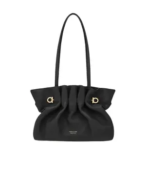 FERRAGAMO Small Gancini Shoulder Bag - Black