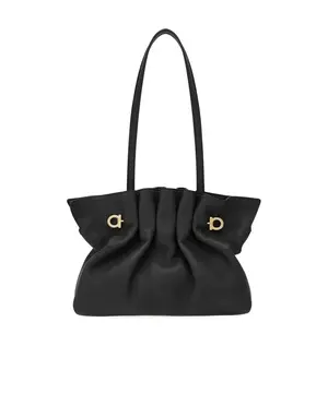 FERRAGAMO Small Gancini Shoulder Bag - Black