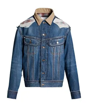 MAISON MARGIELA Distressed Denim Jacket With Corduroy Lapel