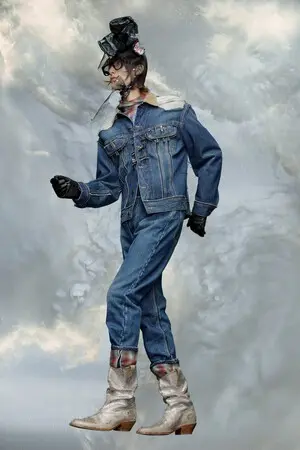 MAISON MARGIELA Distressed Denim Jacket With Corduroy Lapel