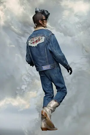 MAISON MARGIELA Distressed Denim Jacket With Corduroy Lapel