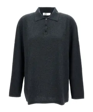 LISA YANG Caisa Polo Knitted Top - Black