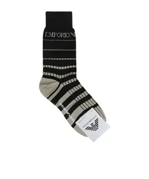 Emporio Armani Logo Patterned Crew Socks