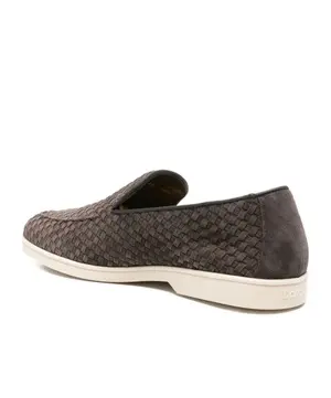 DOUCAL'S Woven Suede Slip-on Loafers - Brown