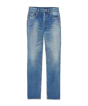 Saint Laurent High Waist Straight Leg Jeans - Blue