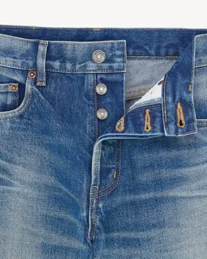 Saint Laurent High Waist Straight Leg Jeans - Blue