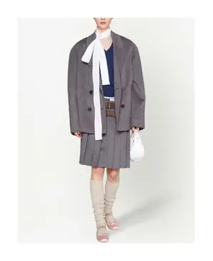 Miu Miu Double-breasted Velour Jacket With Logo Patch