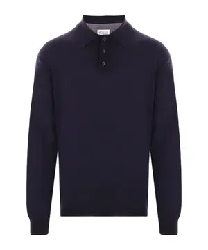 MAISON MARGIELA Long-sleeved Knitted Polo Shirt - Black