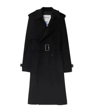 Burberry Double Breasted Belted Trench Coat - Black