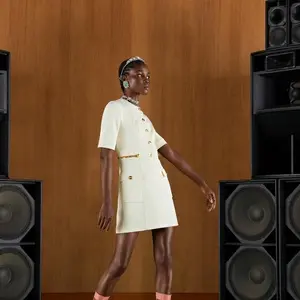 Gucci Short-sleeve Shift Dress With Double G Chain Detail