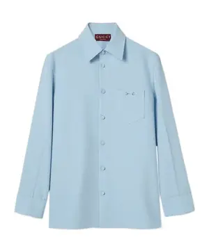 Gucci Horsebit-embellished Twill Shirt - Light Blue